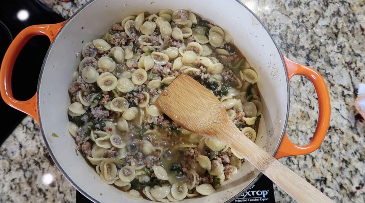 One Pot Sausage, Bean, & Escarole Pasta - Pressure Luck Cooking